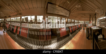 Interior of a GWR signal box in Steam museum Swindon UK Stock Photo - Alamy