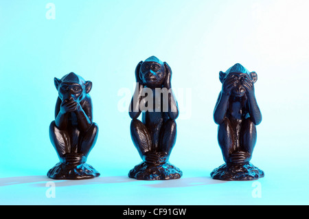 Three monkeys, see nothing, say nothing, hear nothing Stock Photo - Alamy