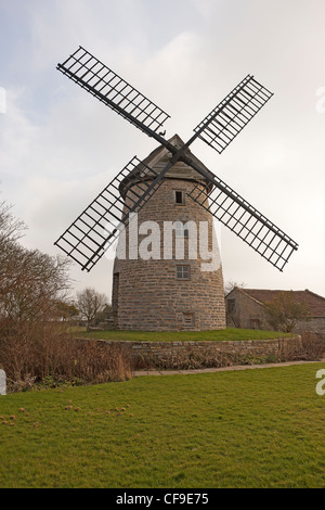 Stembridge Thatched Tower Wind Mill 1822 Stock Photo - Alamy