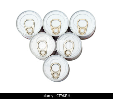 aluminum cans and ring pull, top view Stock Photo - Alamy