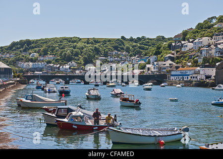 LOOE HARBOUR ABOVE LOOE BRIDGE AND EAST LOOE RIVER, LOOE, CORNWALL ...