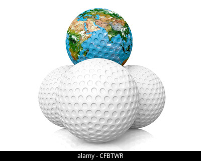 Pyramid of golf balls at a Golf driving practice range Stock Photo ...