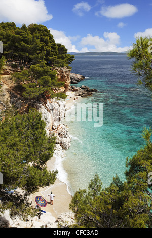 High-angle view over Jagodna Beach on Hvar Island, Croatia, Europe ...