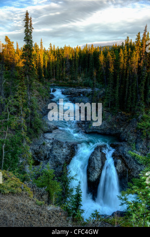 High Creek flows over many cascades as it winds its way towards Atlin ...
