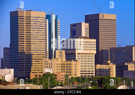 The city skyline from The Forks at Winnipeg, Manitoba, Canada Stock ...