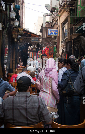 Cairo, Egypt Pedestrians in the back streets of the busy Khan el ...