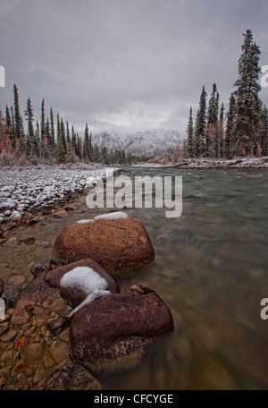 The Wheaton River continues to run with the snow coating the rocks ...