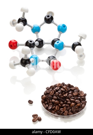 coffee atom caffeine chemical model molecular molecule render 3d coffee ...