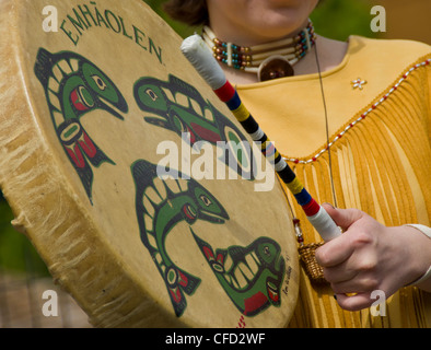 First Nations drum at Canada Day powwow in Prince's Island Park. The ...
