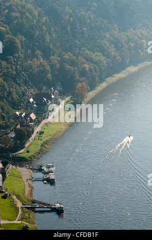 Germany. Saxon Switzerland. Aerial view on Lilienstein in Saxon in the ...