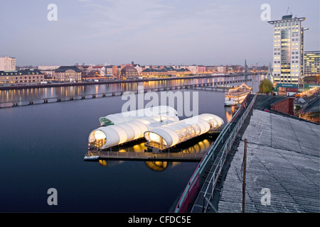 Spree pool, floating swimming pool in the Spree river, Treptow district ...
