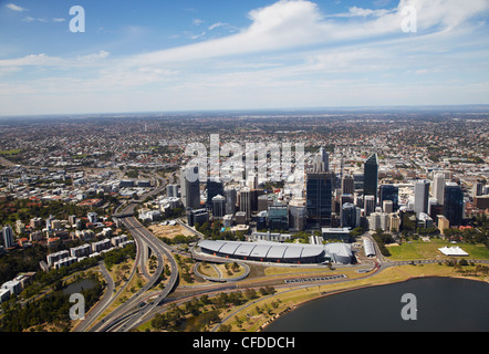 Aerial view of downtown Perth, Western Australia, Australia Stock Photo ...