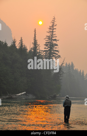 Man fly fishing, Dean River, British Columbia, Canada Stock Photo - Alamy