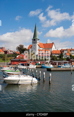 Ronne Harbour and Church Bornholm Stock Photo - Alamy