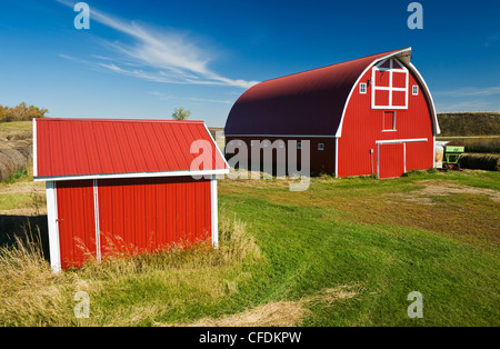 Exterior Of Red Barn; Woseley Saskatchewan Canada Stock Photo - Alamy