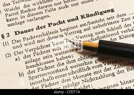 old lease contract from 1968, German language and a fountain pen Stock ...