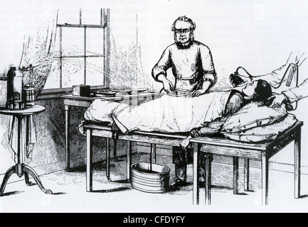 JOSEPH LISTER (1827-1912) British surgeon (centre) watches assistant ...