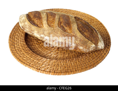 Fresh baked loaf of peasant batard bread isolated on white Stock Photo ...