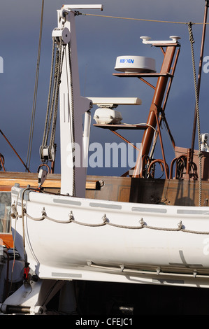 Marine navigation, GPS and radar equipment mast on a large private ...