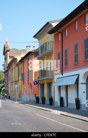 Castelleone village with colorful houses, Cremona, Italy Stock Photo ...