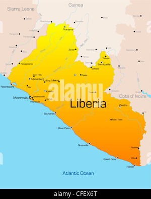 Abstract vector color map of Liberia country colored by national flag ...