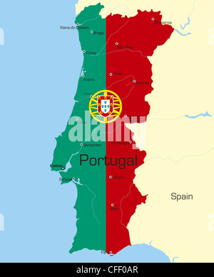Abstract vector color map of Portugal country Stock Photo - Alamy