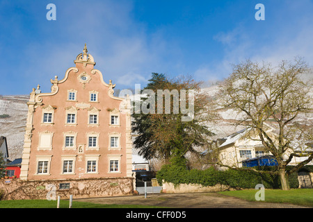 The town of Urzig, in the Mosel Valley, Germany, with the unfinished ...