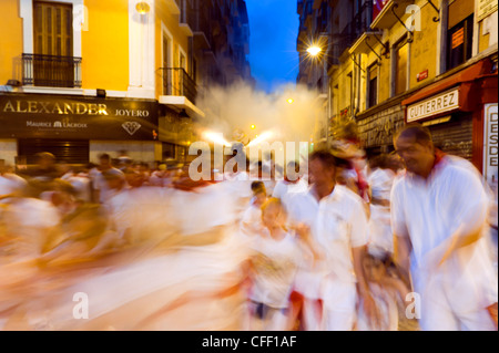 Firework Bull Run El Toro de Fuego at the San Fermin Festival in ...