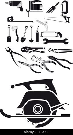 Wrench Spanner Screwdriver And Hammer Line Red Icon On White Background ...