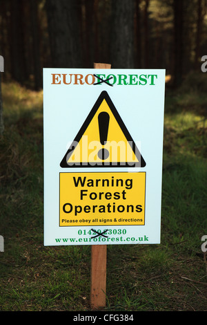 Warning Forest Operations Sign Stock Photo - Alamy