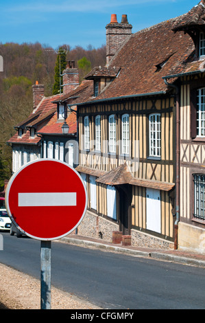 No Entry sign in a Normandy forest, France Stock Photo - Alamy