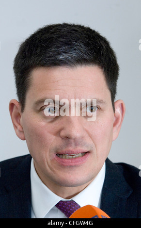 South Shields MP David Miliband, (centre), is seen with Aran Handa ...