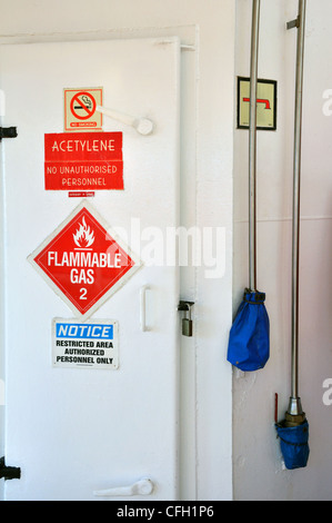 Cruise ship warning sign fire warning safety door Stock Photo - Alamy
