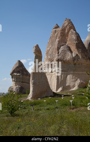 A beautiful shot of the rock formation on a hill on a blue sky Stock ...