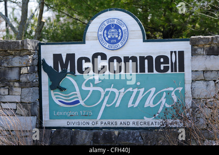 Sign for the sinking McConnell Springs in Lexington, Kentucky Stock ...