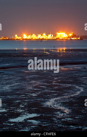 A view of the Marine Jetty at Fawley oil refinery across Southampton ...