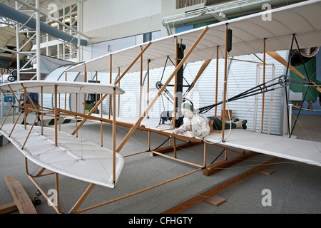 Wright Flyer airplane 1903 (reproduction). The World´s first powered ...