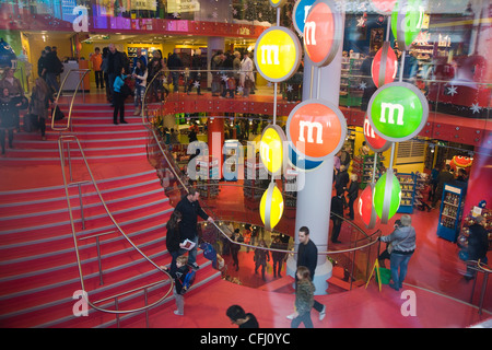 Inside M&M'S Chocolate Candy store in Times Square, Manhattan New York ...