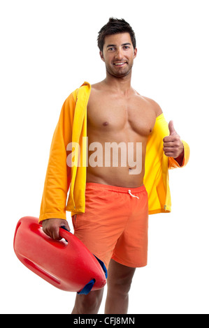 Muscular lifeguard isolated in white Stock Photo - Alamy