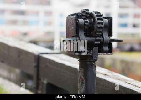 Canal lock gate opening mechanism, Grand Union Canal, England, UK Stock ...