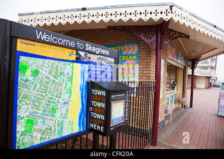 Typical drinks, donuts candy floss and ice cream shop in Skegness Town ...