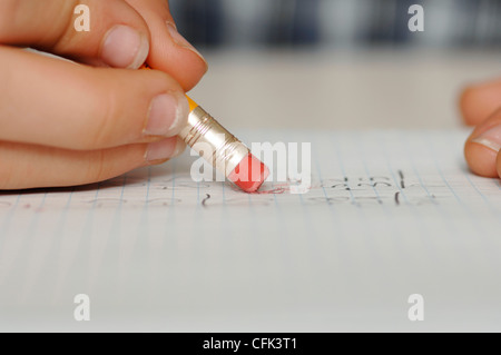 Child using Pencil Eraser Stock Photo - Alamy