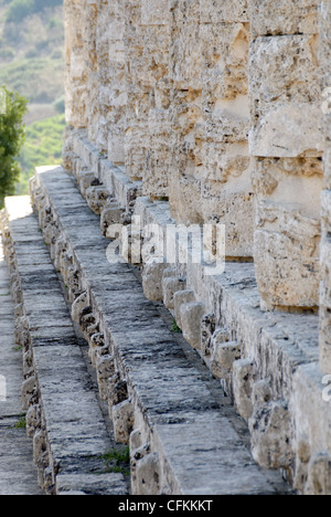 Sicily. Italy. View of the lifting bosses left on the crepidoma steps ...