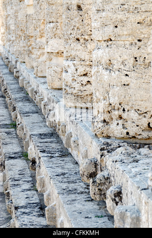 Sicily. Italy. View of the lifting bosses left on the crepidoma steps ...