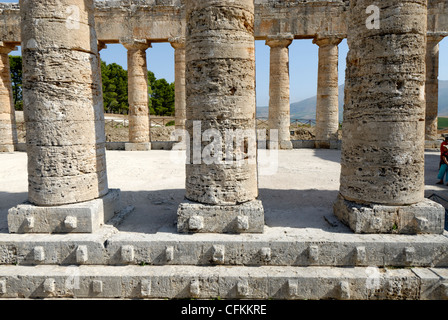 Sicily. Italy. View of the lifting bosses left on the crepidoma steps ...