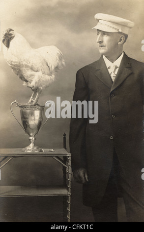 Prize-winning black-and-white chicken with red comb at the Common ...