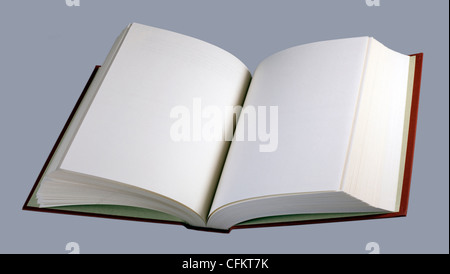 Open book with plain white pages isolated on white with path cut out ...