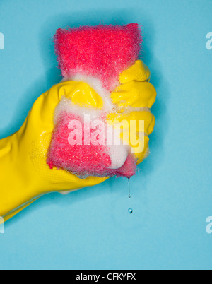 Squeezing sponge, squeezing wet sponge Stock Photo - Alamy