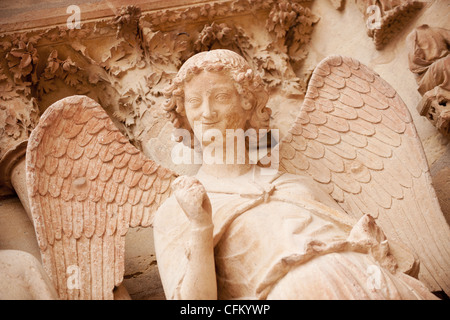 The famous Smiling Angel statue on Reims Cathedral in France Stock ...