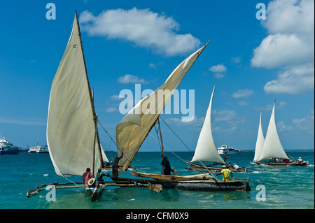 Start of a regatta for "Ngalawa" the traditional double-outrigger boats ...